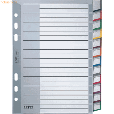 Leitz Register A5 12-teilig PP blanko grau | mcbuero.de