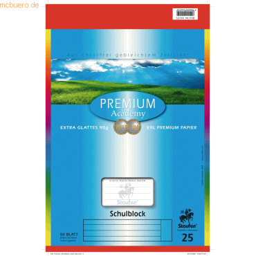 Staufen Schulblock Premium A4 50 Blatt liniert mit Rand | mcbuero.de