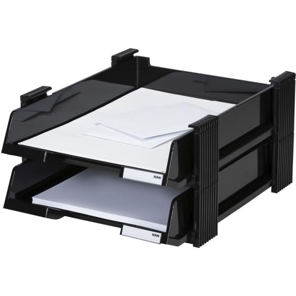 Han Briefablagen-Set Duett 2 Briefablagen A4/C4 ausziehbar schwarz ...